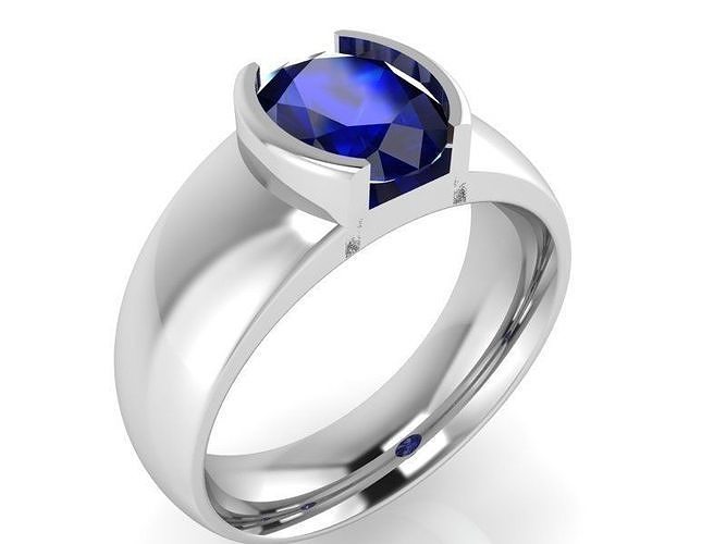 Oval Cut Half Bezel Setting Ring 1392 3D model 3D printable | CGTrader
