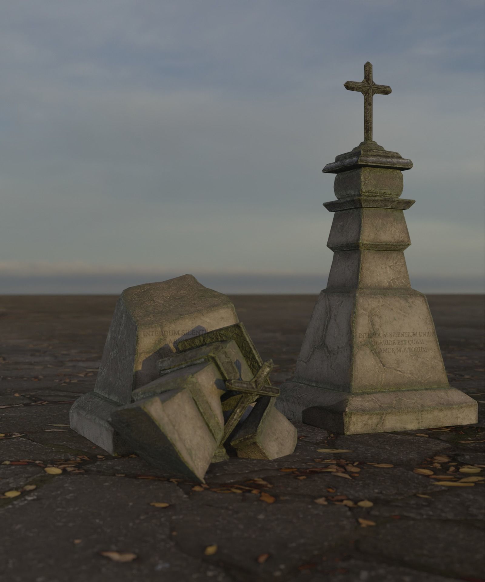 3D model Hand Sculpted cemetery gravestones part 9 VR / AR / low-poly ...