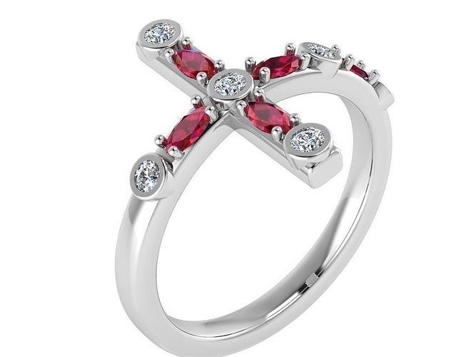 Cross Ruby Ring 1692 3D model 3D printable | CGTrader