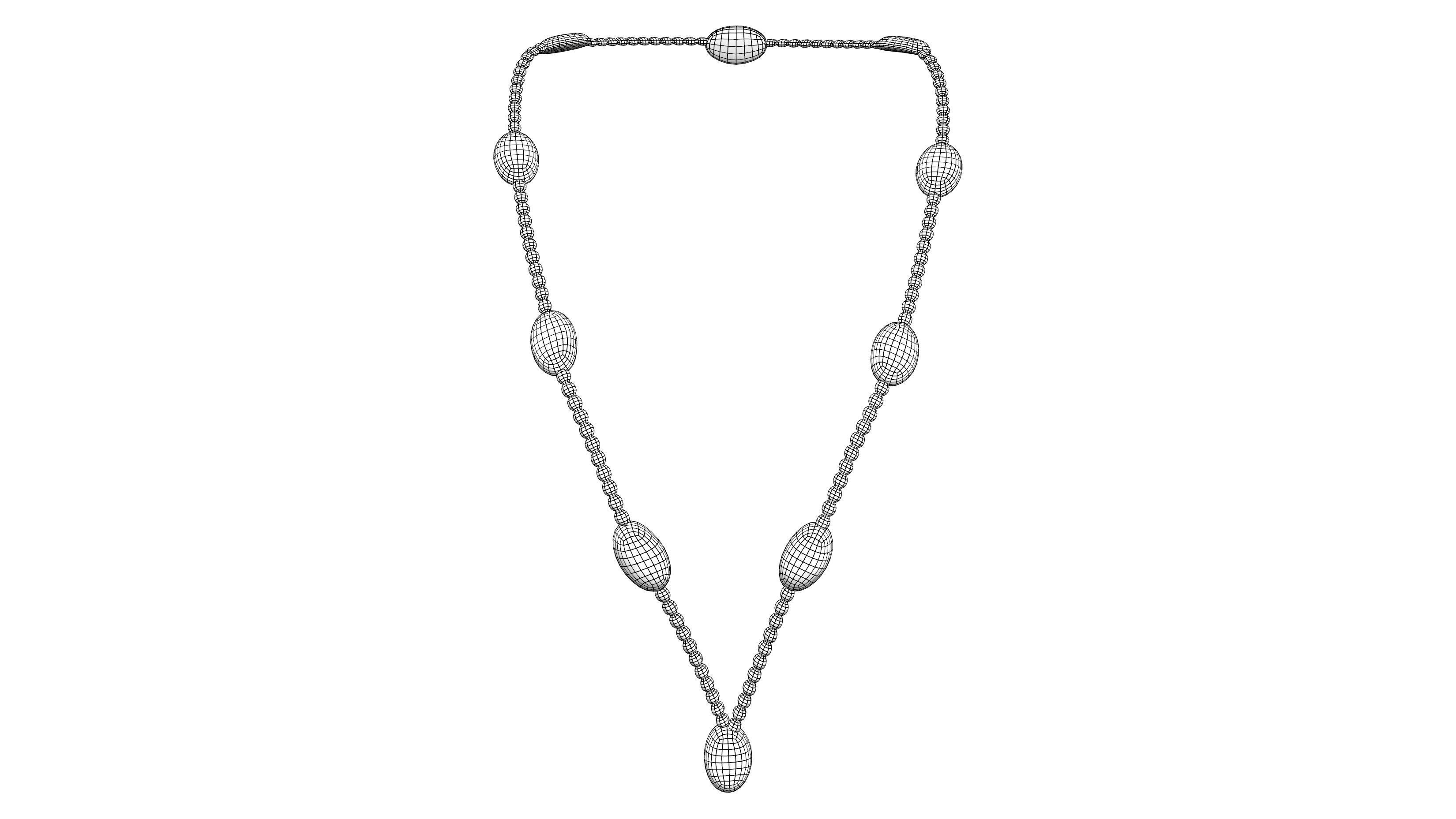 3D model Long Bids Necklace With Blue Stones VR / AR / low-poly | CGTrader