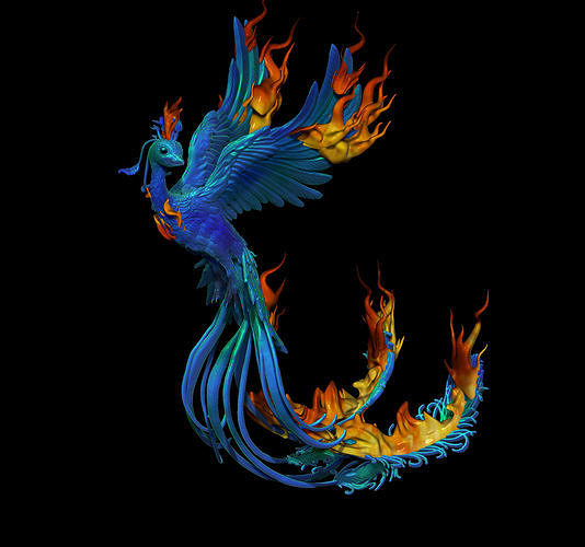 phoenix peacock firebird 3D model 3D printable | CGTrader