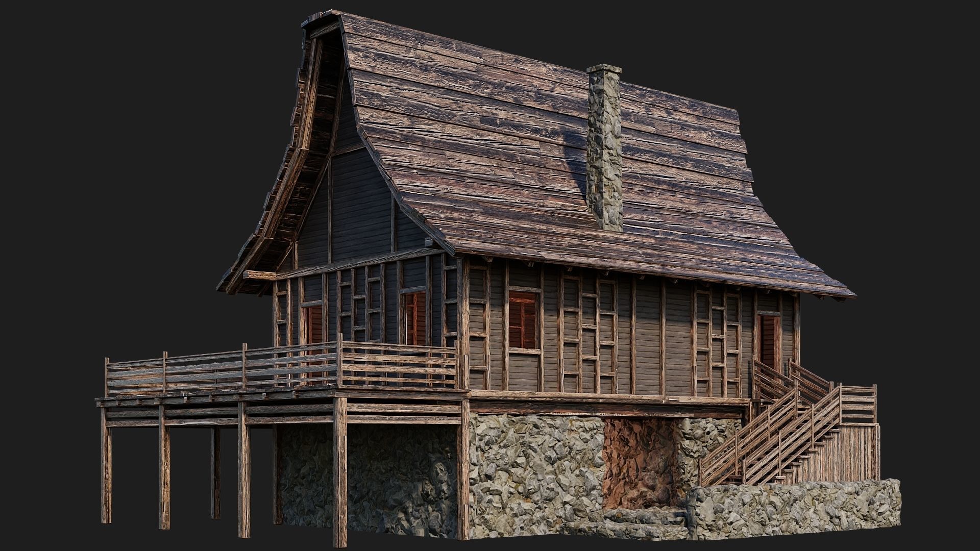 3D model 4 Old Medieval House Buildings Pack 4K GameReady 105 to 108 VR ...