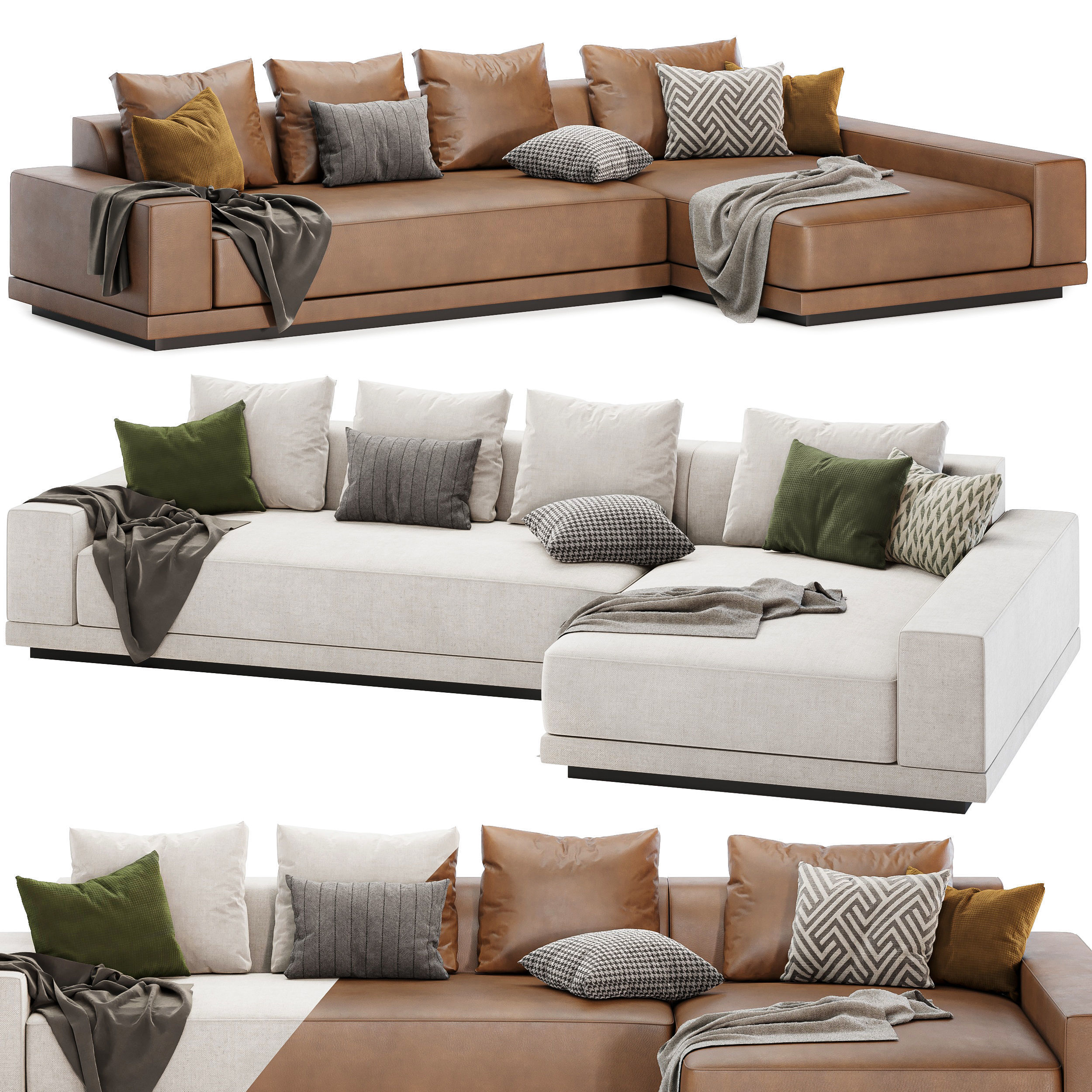 Cortona Sofa Chaise Sectional 3D model | CGTrader