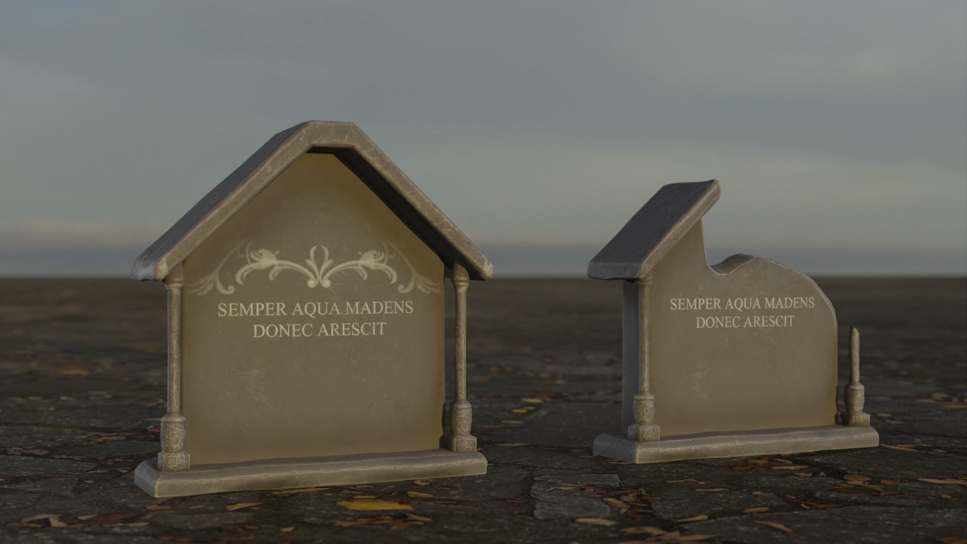 3D model Hand Sculpted cemetery gravestones pack VR / AR / low-poly ...