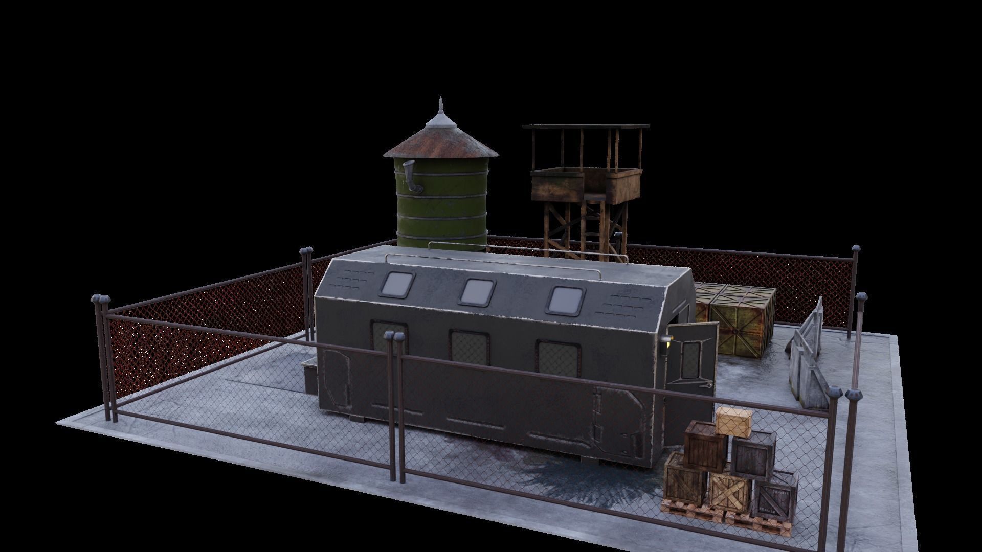 3D model Military Base Camp 2 Low-poly 3D model 3D model VR / AR / low ...