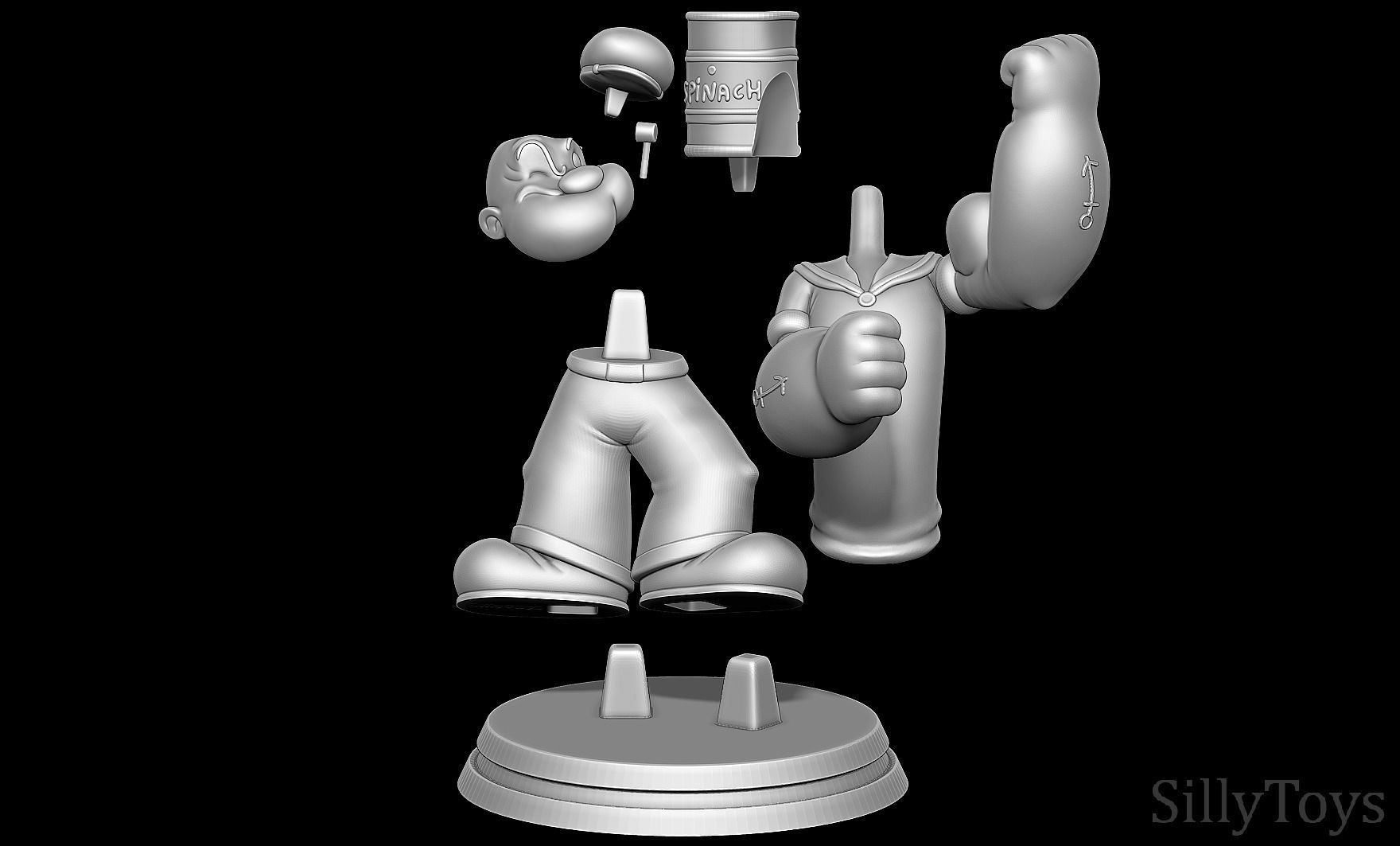 Popeye statue 3D model 3D printable | CGTrader