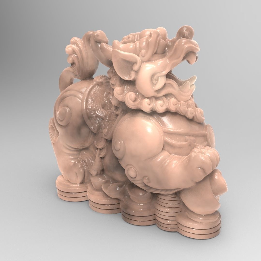 Pixiu Old Chinese mythical hybrid creature powerful protectors 3D model ...