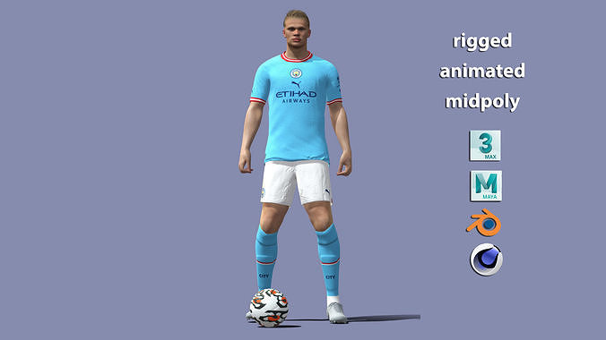 Erling Haaland 3D model animated rigged | CGTrader