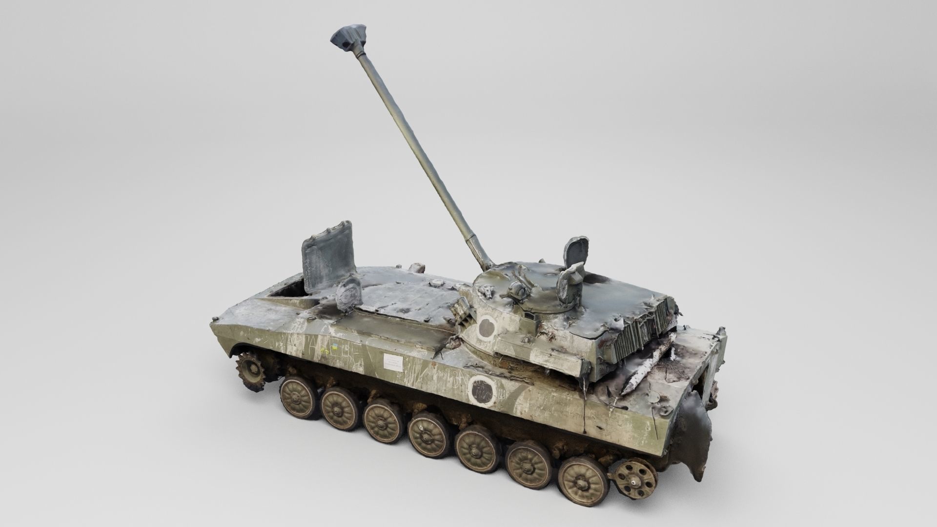 Russian 2S34 Hosta howitzer destroyed by Ukrainian military 3D model ...