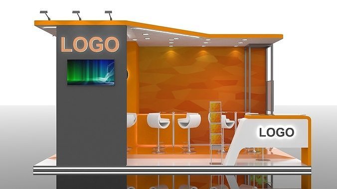Exhibition Stand 6 meter x 4 meter 3 side open 3D model | CGTrader