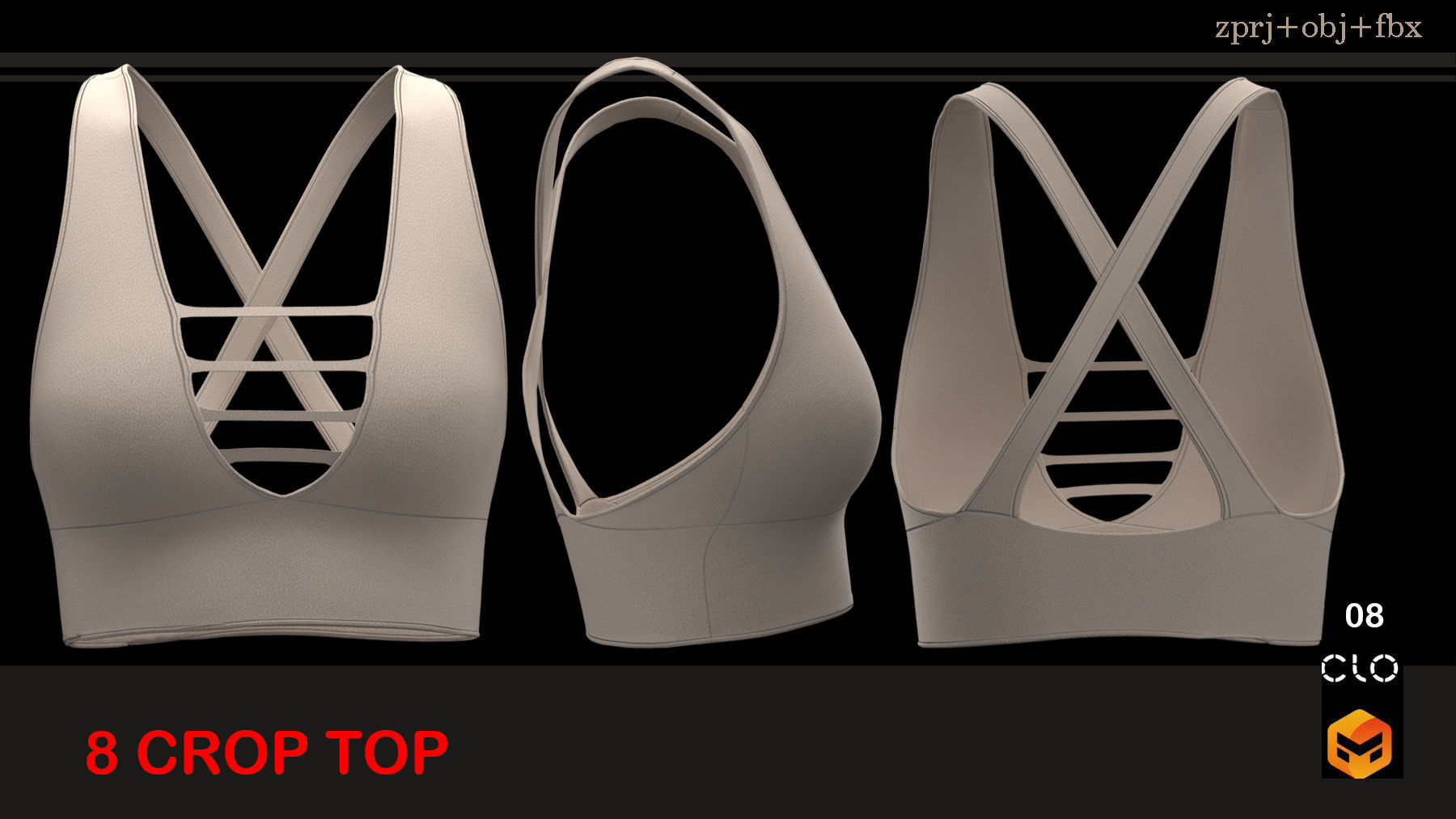 8 CROP TOP SETS 3D model | CGTrader