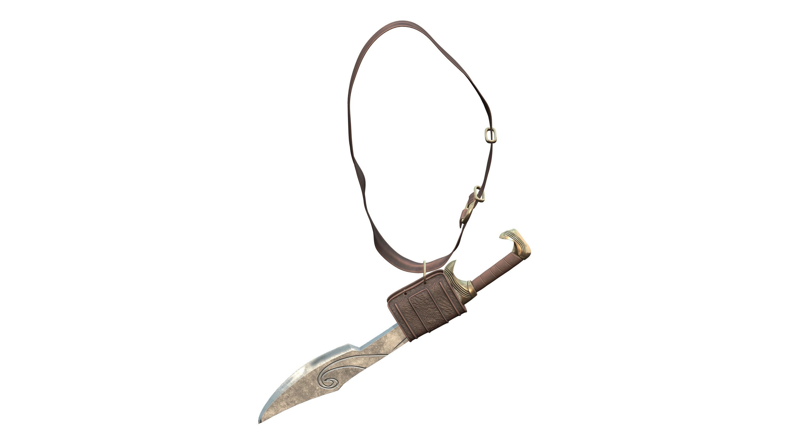 3D model Cross Shoulder Scabbard Spartan Sword VR / AR / low-poly ...