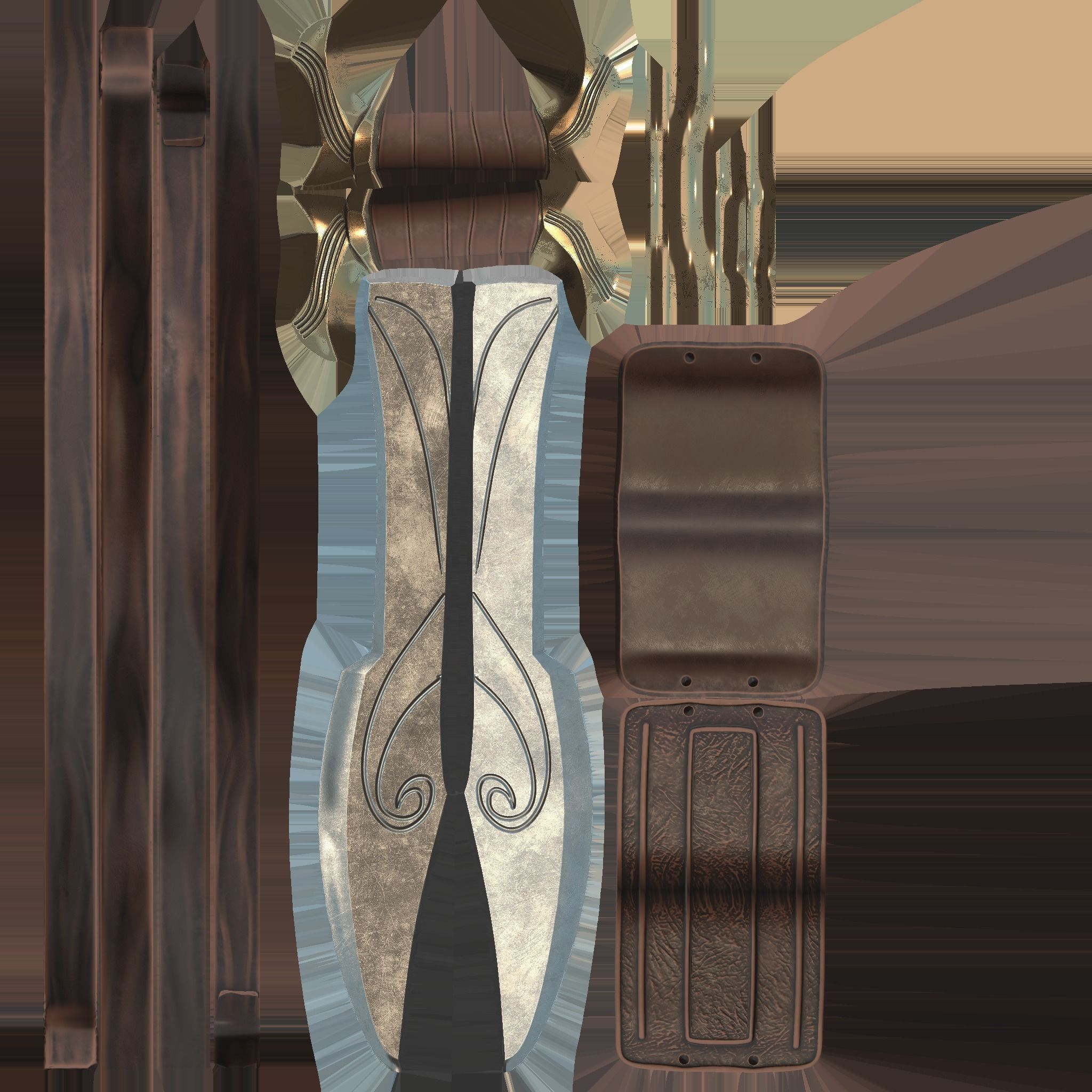 3D model Cross Shoulder Scabbard Spartan Sword VR / AR / low-poly ...