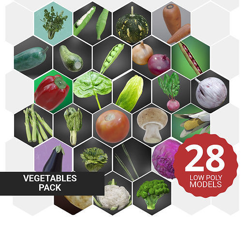 3D Model Collection 28 Vegetables Super Pack VR / AR / low-poly | CGTrader