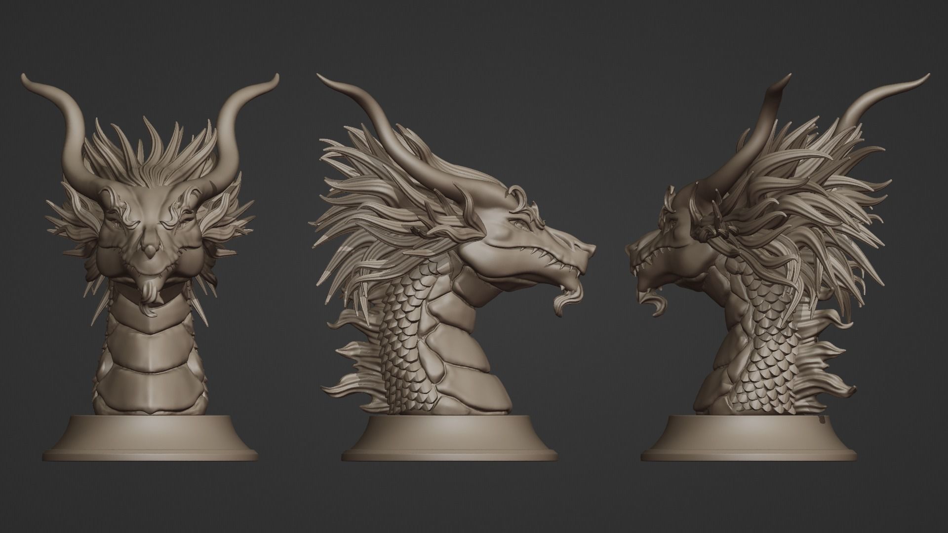 Dragon bust 3D model 3D printable | CGTrader