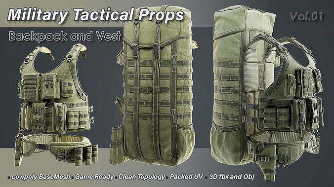 3D model Military Tactical Props Vol 01 VR / AR / low-poly | CGTrader