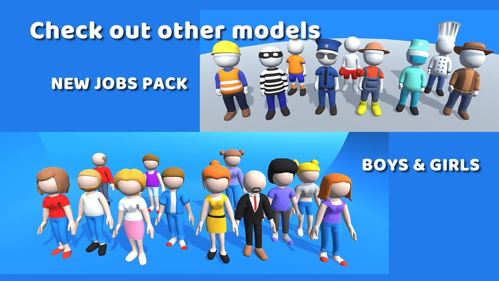 3D model Hyper Casual Stickman Character Jobs Pack VR / AR / low-poly ...