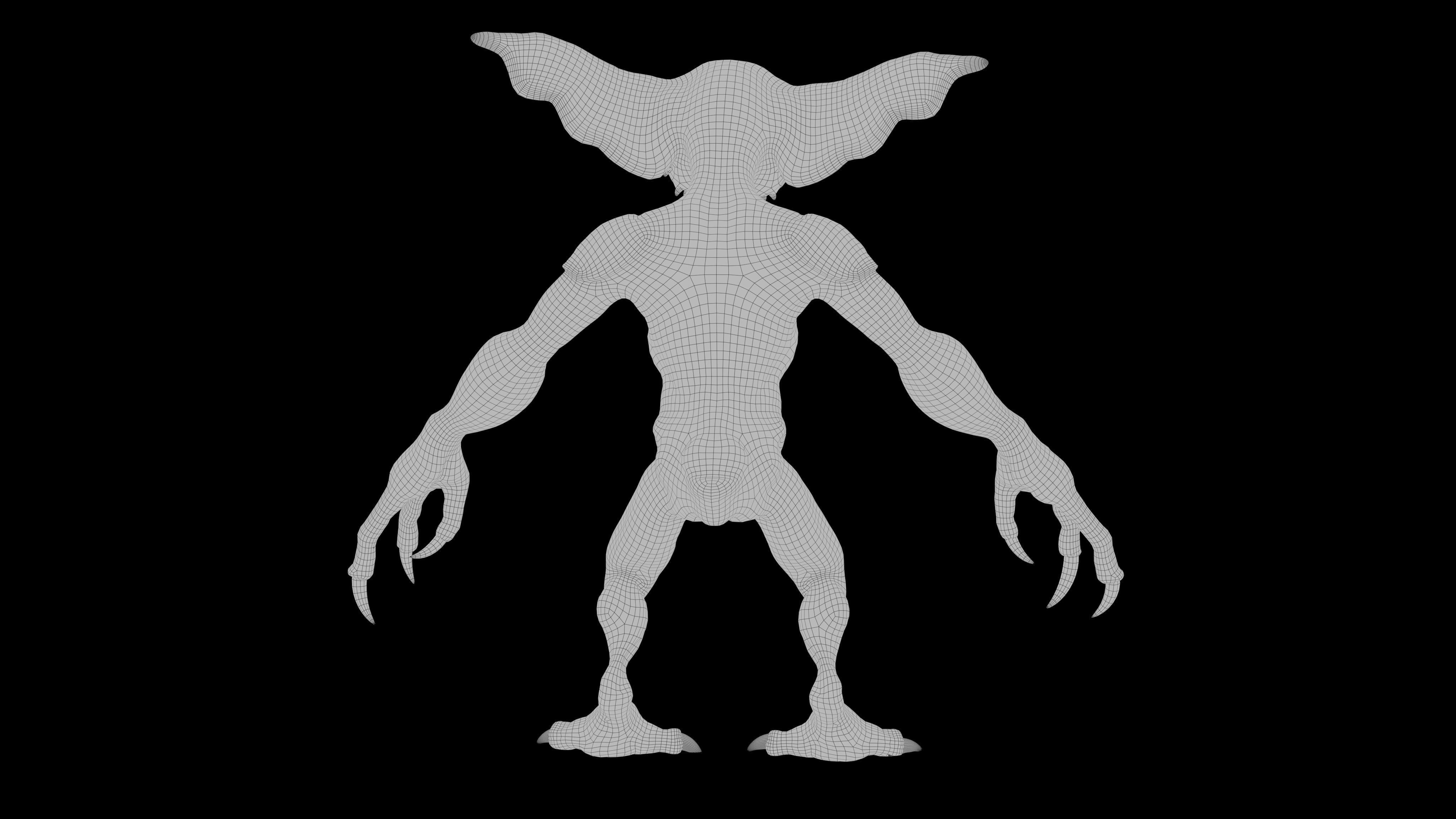 3D model Gremlin creature with long arms and legs VR / AR / low-poly ...
