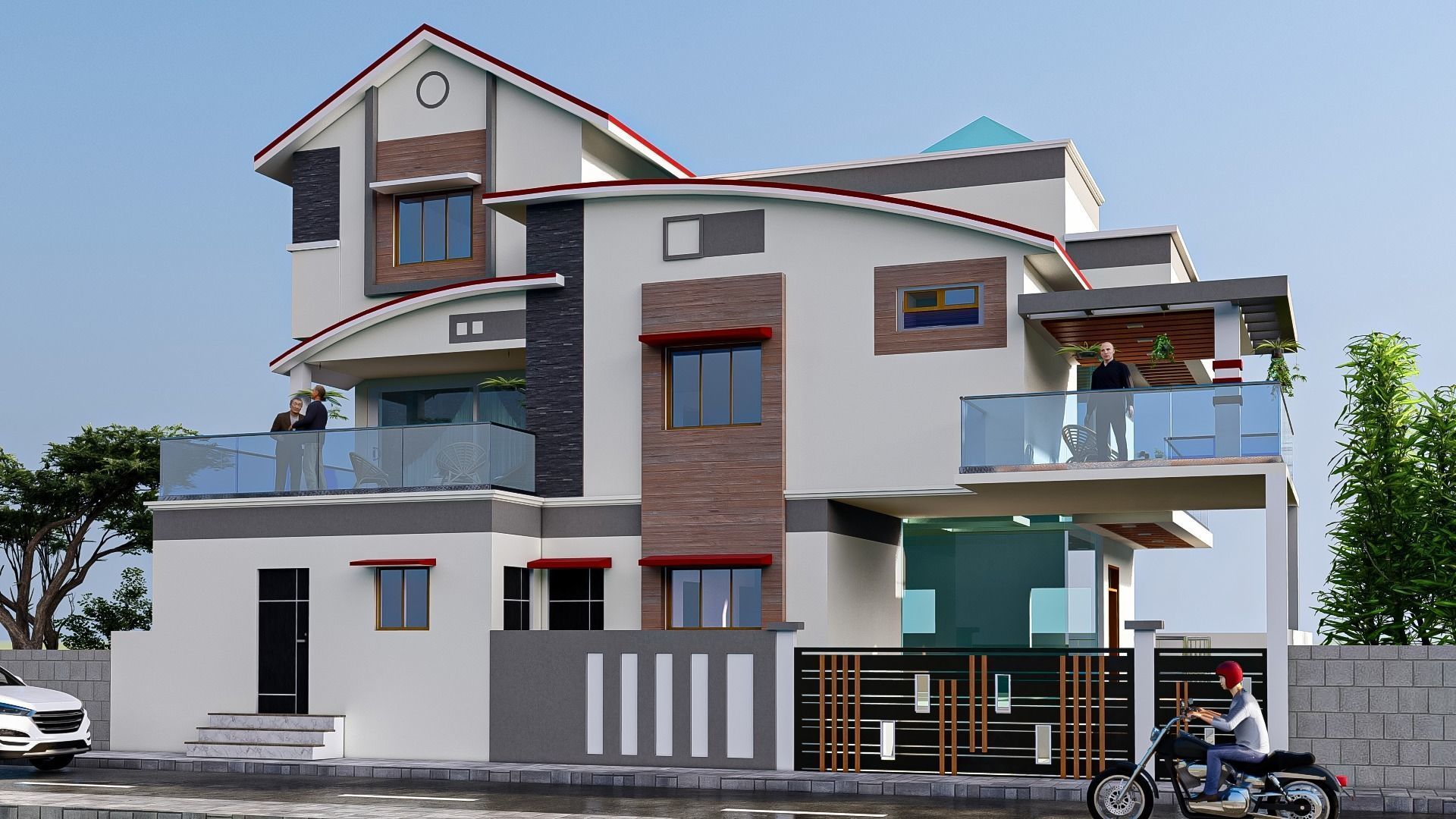 duplex house front elevation 3D model | CGTrader