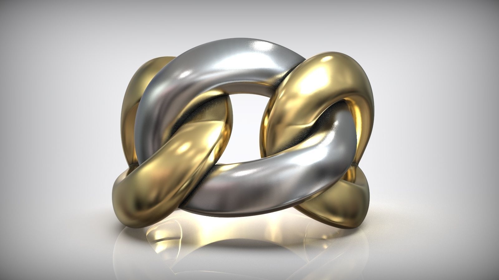 Right Hand Cuban Chain Link Polish Ring 3D model 3D printable | CGTrader