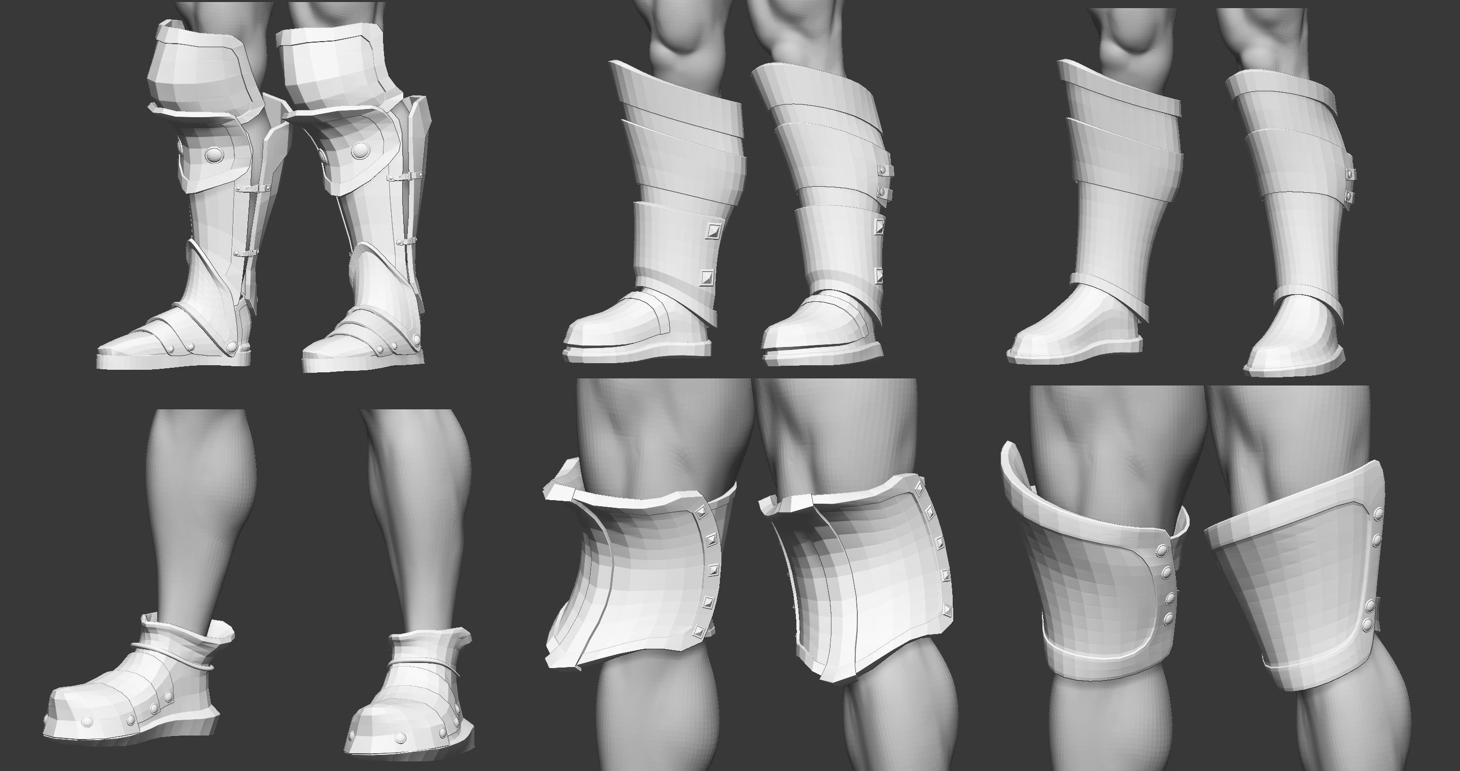 20 Low poly medieval leg armor base mesh IMM brush 3D model | CGTrader
