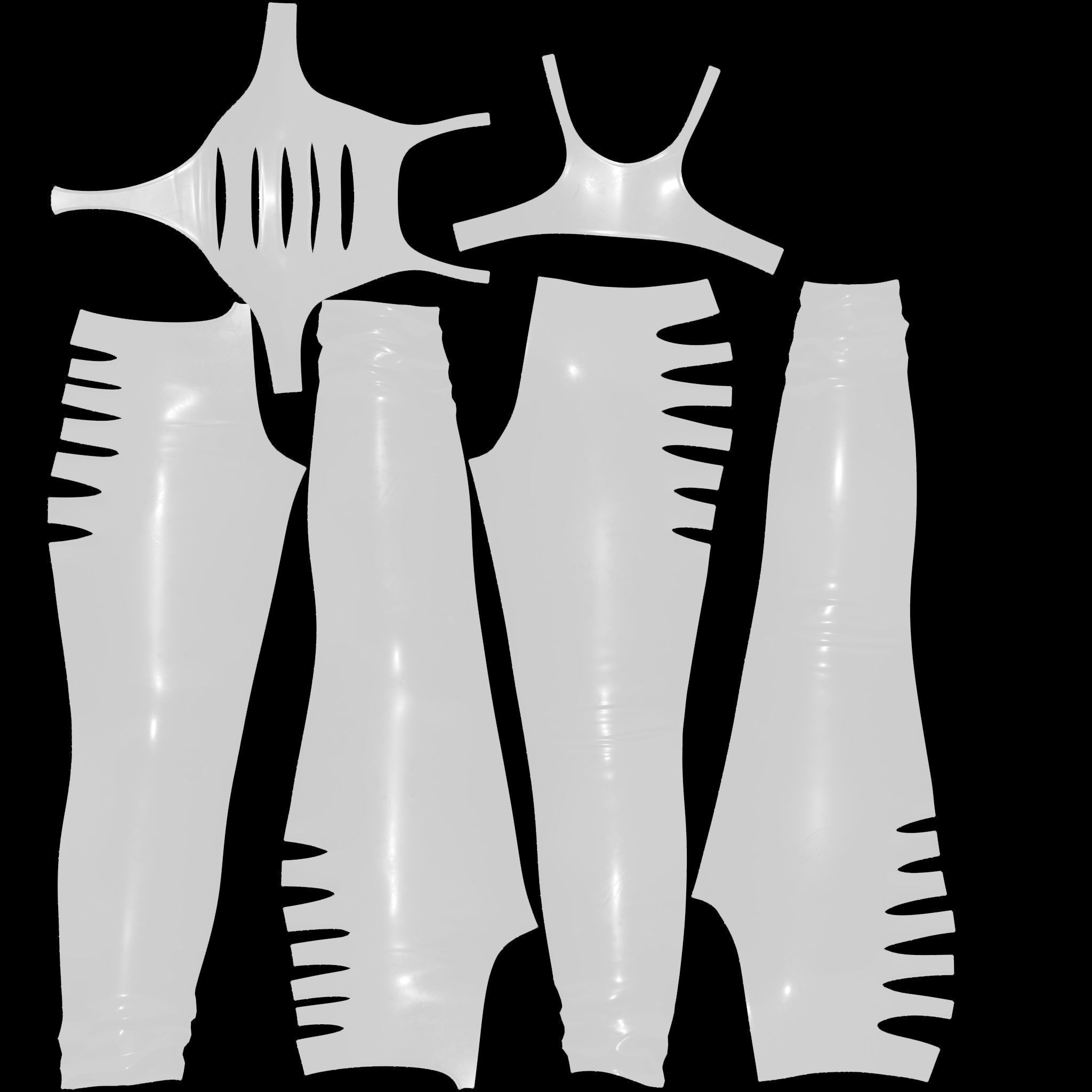 3D model Black Shiny Leather Razor Cut Out Jumpsuit VR / AR / low-poly ...