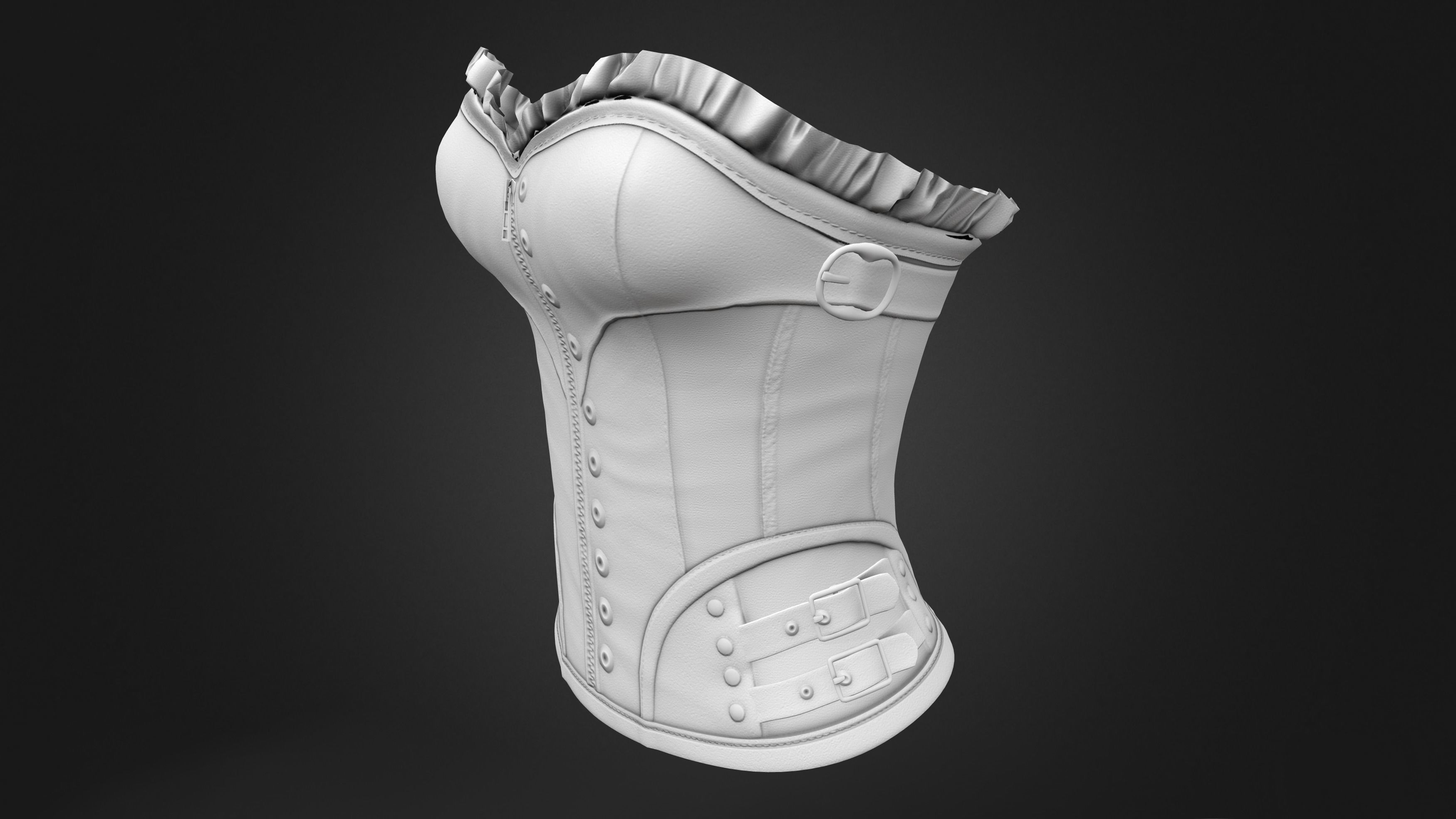 3D model Black Leather Underbust Victorian Corset Top VR / AR / low ...
