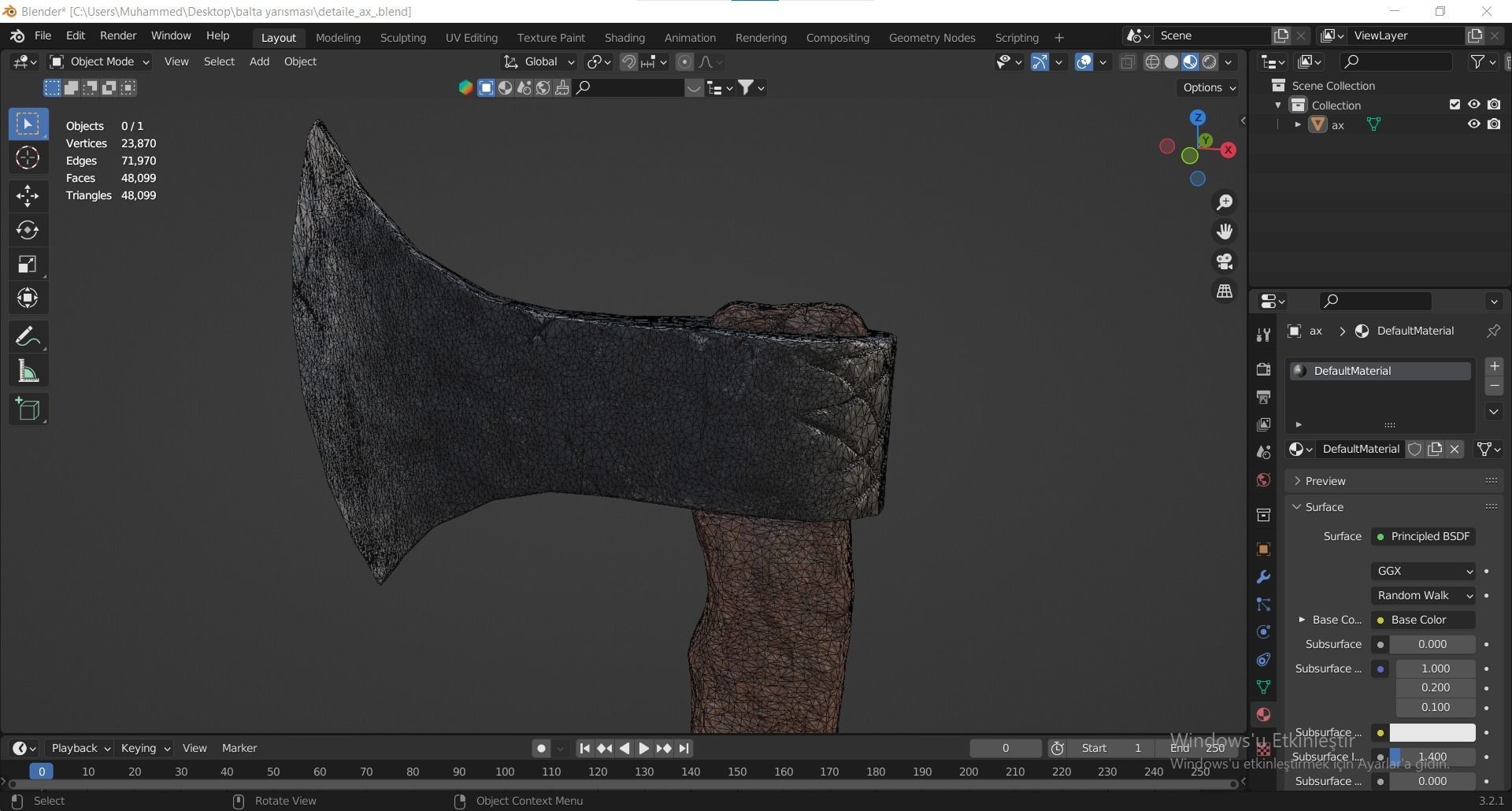 detailed realistic wooden ax 3D model | CGTrader