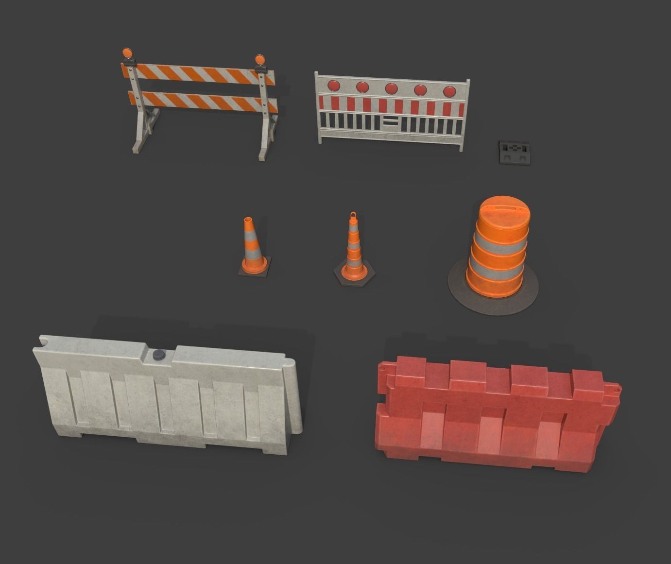 Road Barriers kit PBR Game Ready free VR / AR / low-poly 3D model ...