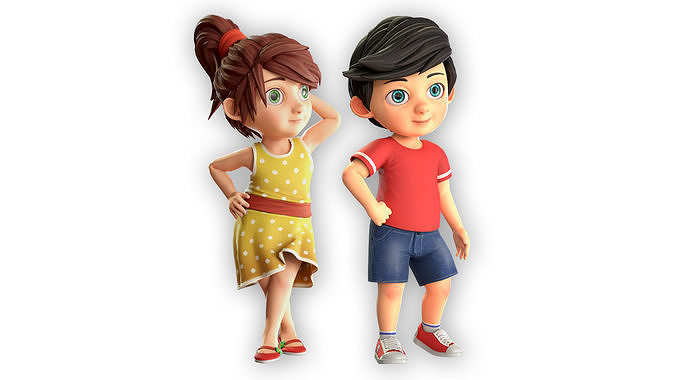 Cartoon Kids 3D Model Collection | CGTrader