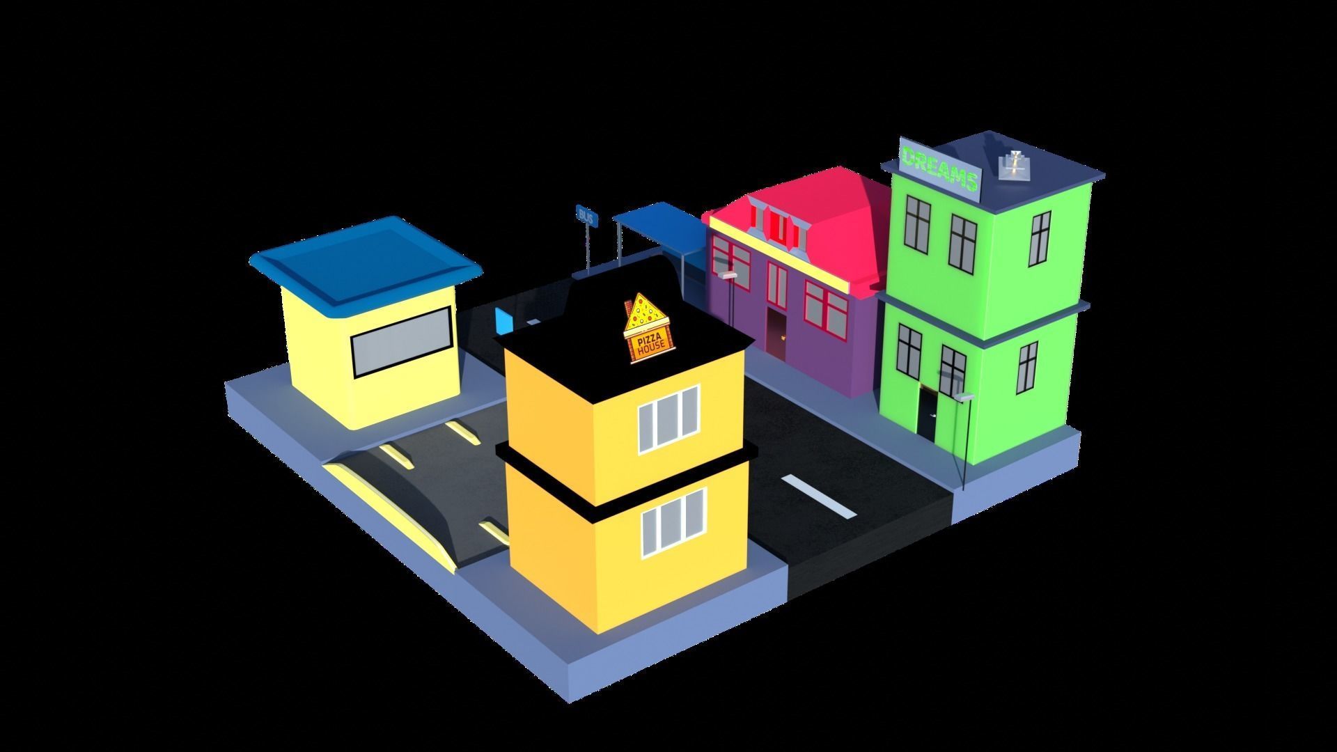 3D model Low poly street VR / AR / low-poly | CGTrader