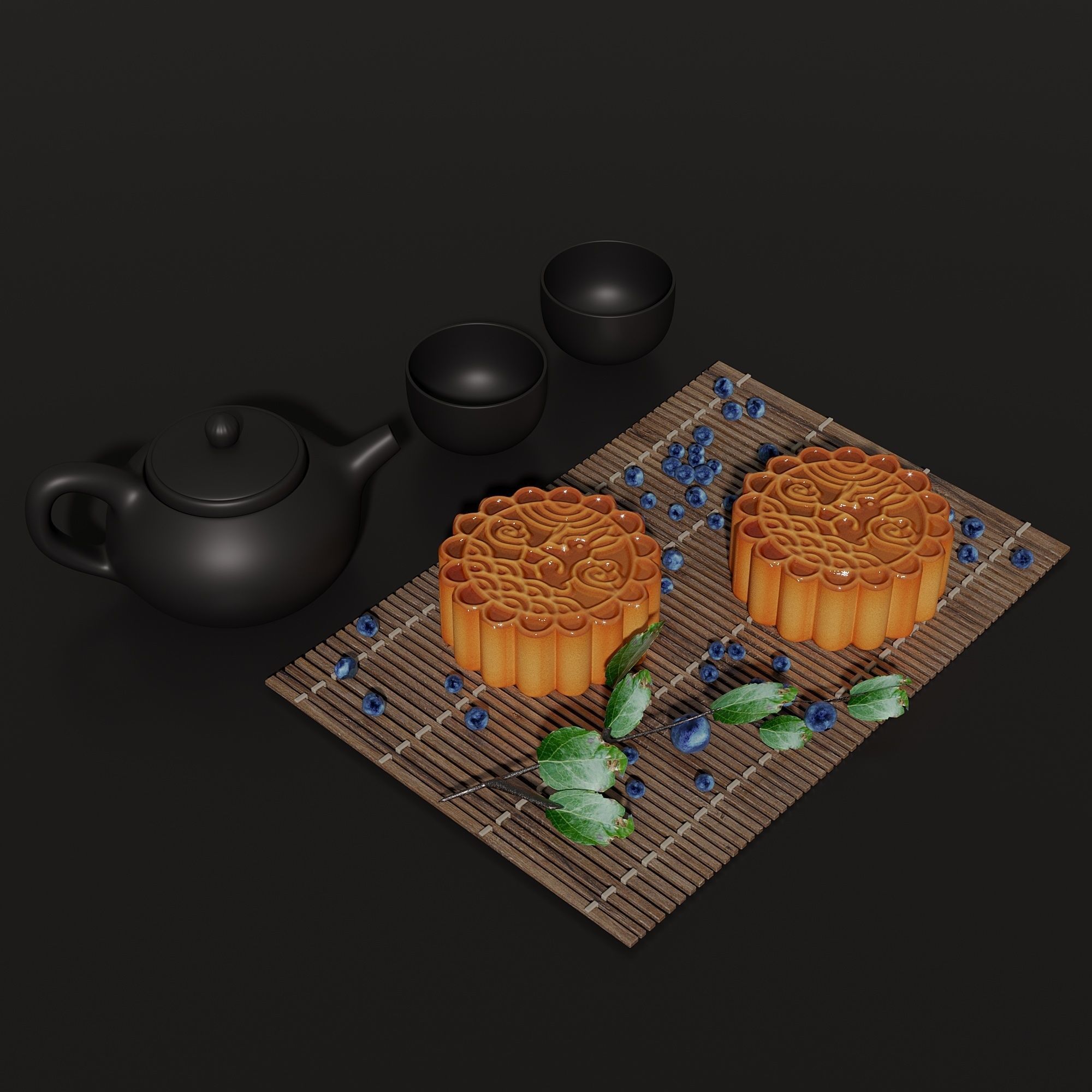 Puins Set Mooncake 1 3D model | CGTrader