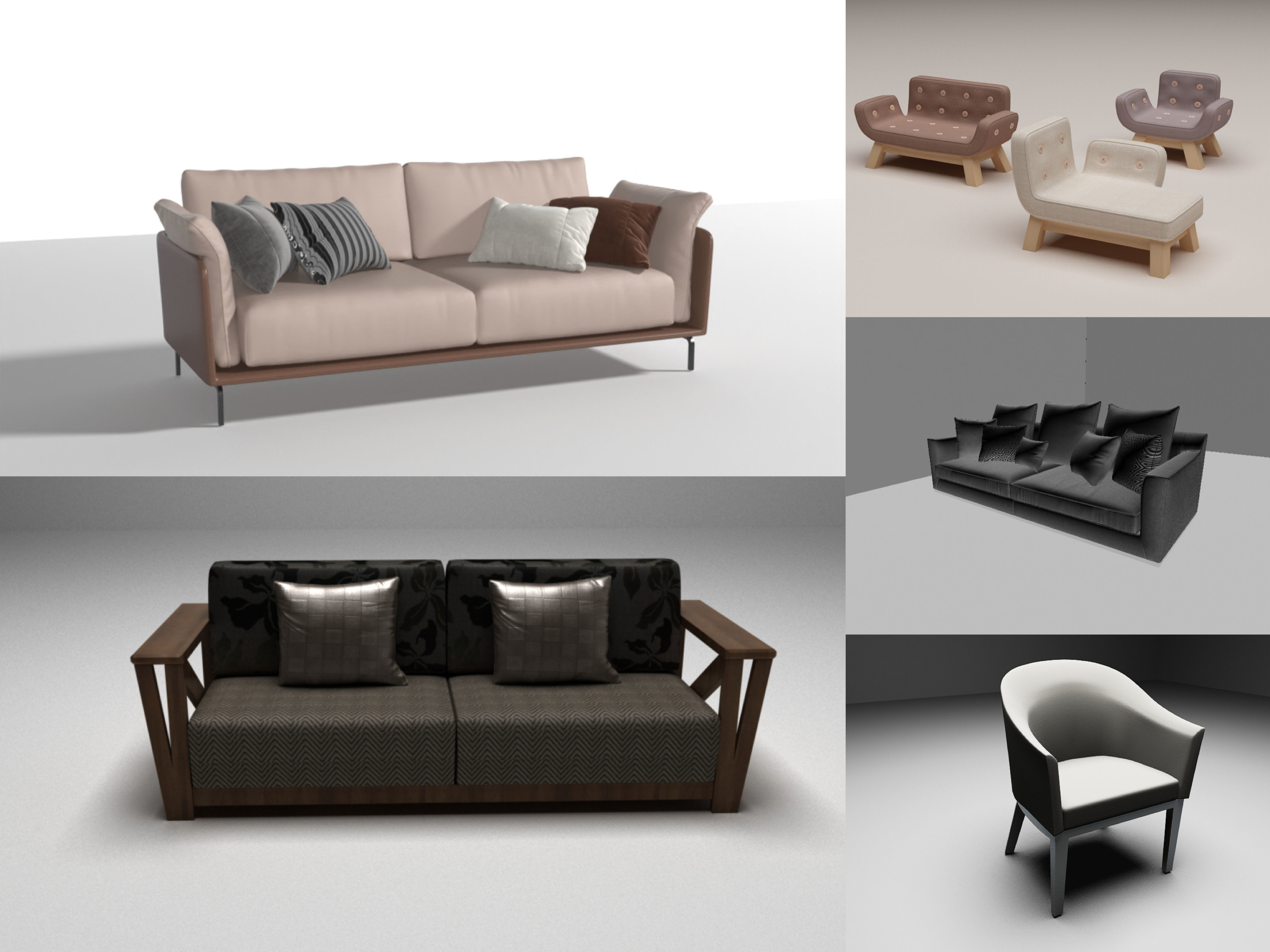 seven sofas 3D model | CGTrader