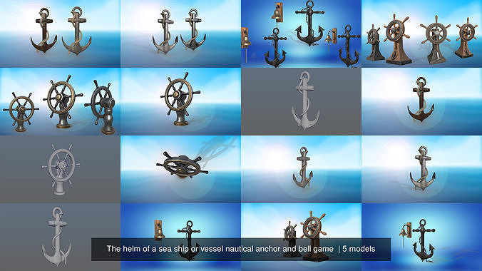 3D Model Collection The helm of a sea ship or vessel nautical anchor ...