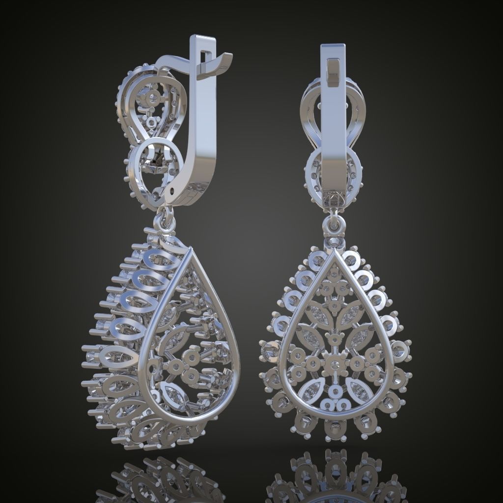 Earring 3D model 3D printable model 0098-10 free 3D model 3D printable ...
