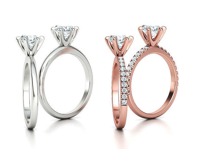 Solitaire Engagement Ring 1ct Stone Crown Head Collection | CGTrader