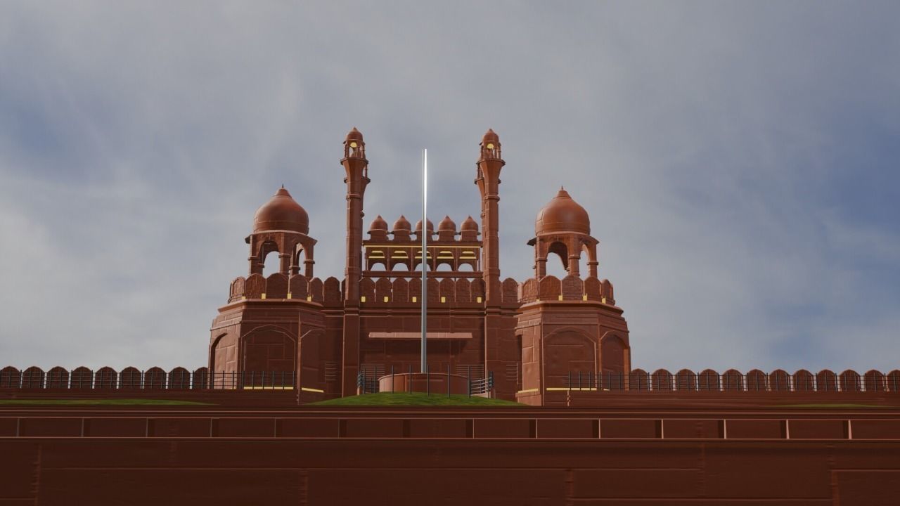 Redfort Delhi India republic day independence day 3D model animated ...
