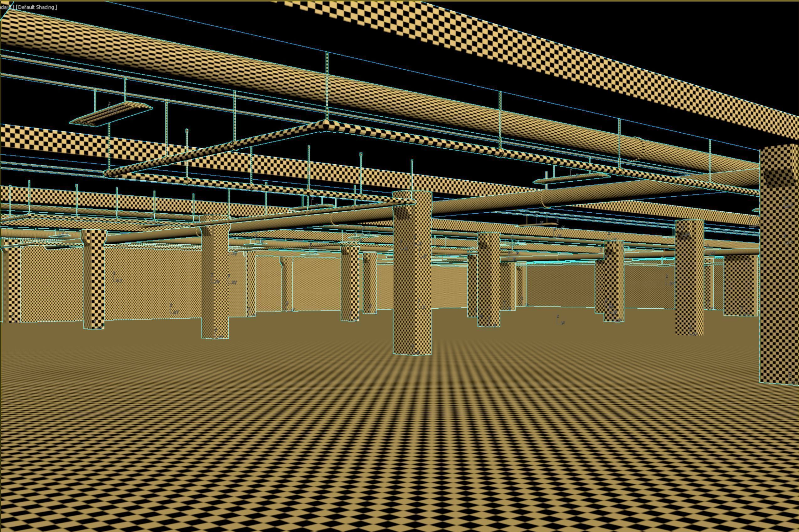 3D model basement low poly underground parking VR / AR / low-poly ...