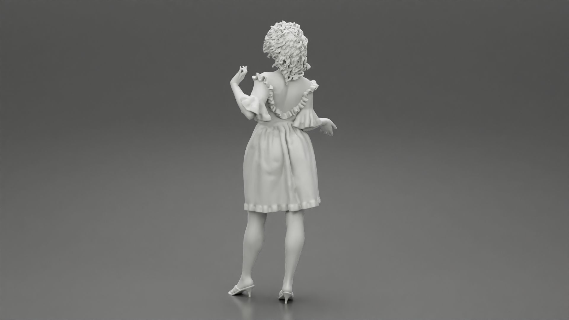 woman with Short Curly Hair wearing dress in Fashion Style 3D model 3D ...