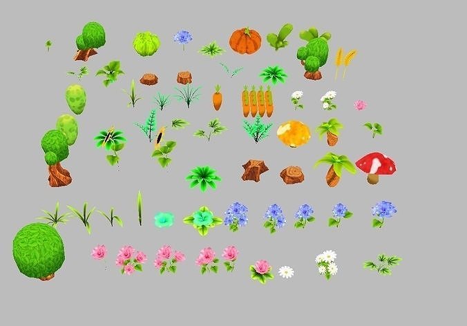 3D model Tress plants and flowers VR / AR / low-poly | CGTrader