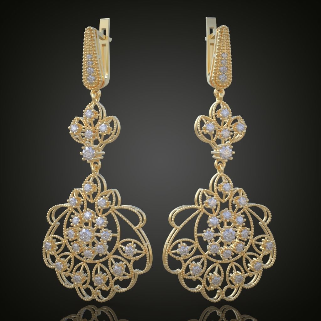 Earring 3D model 3D printable model 0102-49 free 3D model 3D printable ...