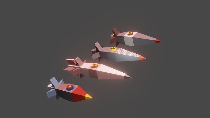 Nuke missile brothers for all lowpoly free VR / AR / low-poly 3D model ...