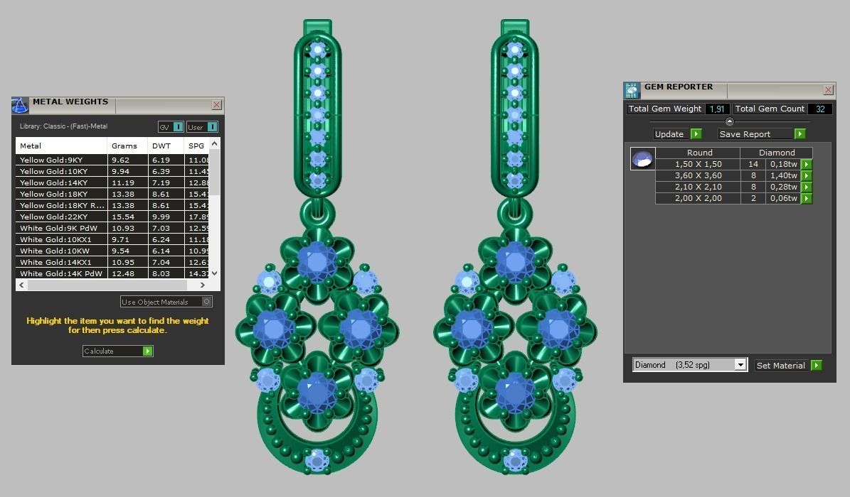 Earring 3D model 3D printable model 0106-11 free 3D model 3D printable ...