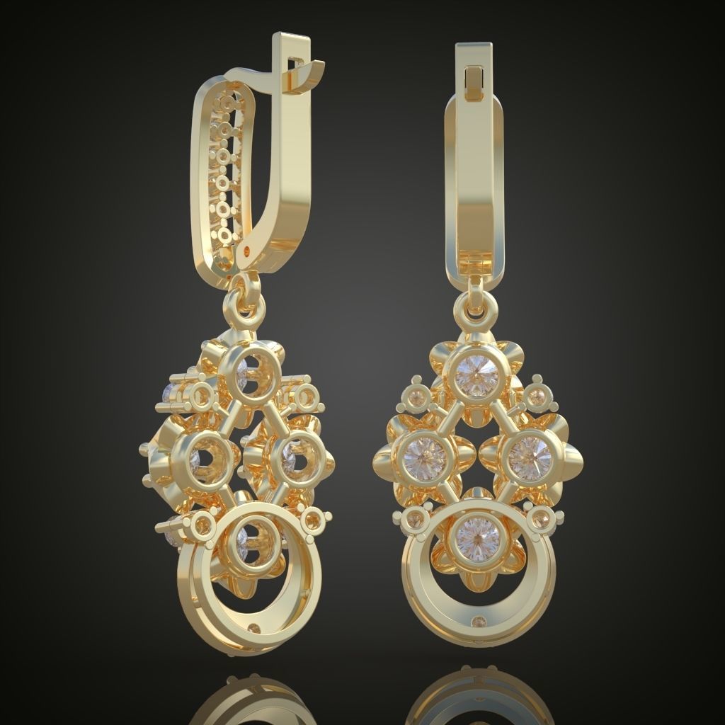 Earring 3D model 3D printable model 0106-11 free 3D model 3D printable ...