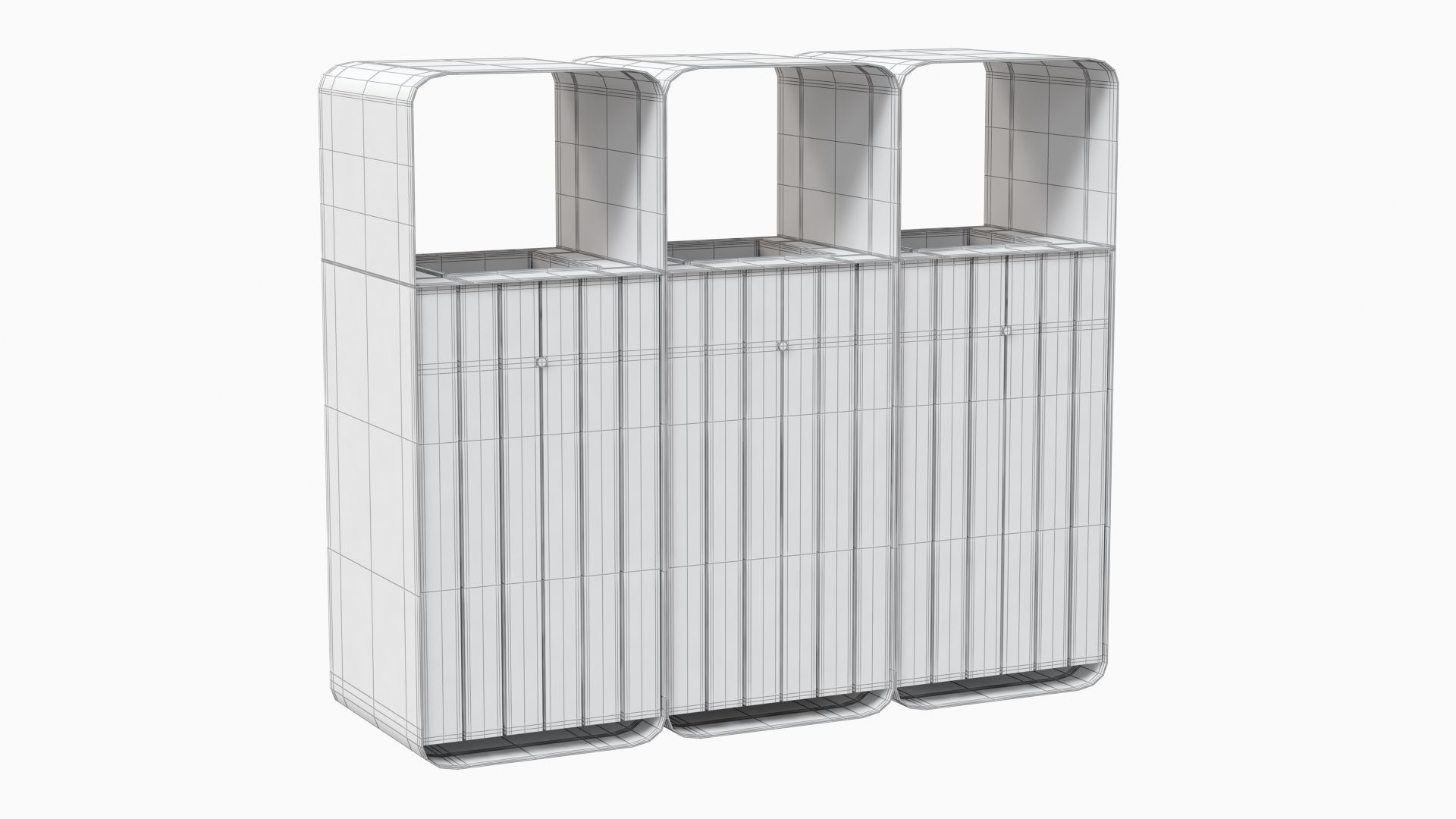 HANKO M Triple-Sort Modular Recycling Bin for Outdoor 3D model | CGTrader
