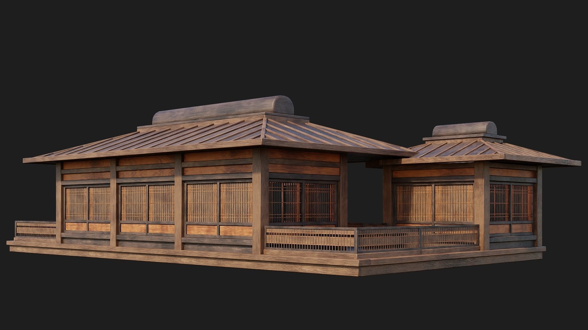 3D model Old Japanese House Building 4K Textures GameReady 116 VR / AR ...