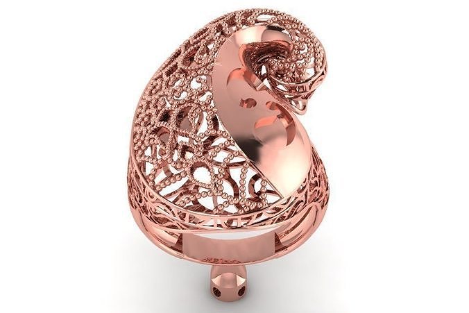 Vintage Filigree Ring STL OBJ FBX Renders Details 3D model 3D printable ...