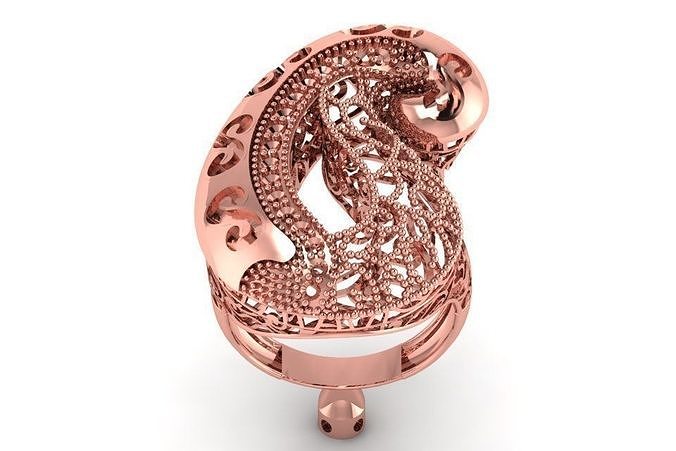 Vintage Filigree Ring STL OBJ FBX Renders Details 3D model 3D printable ...