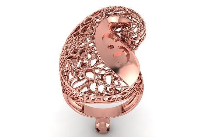 Vintage Filigree Ring STL OBJ FBX Renders Details 3D model 3D printable ...