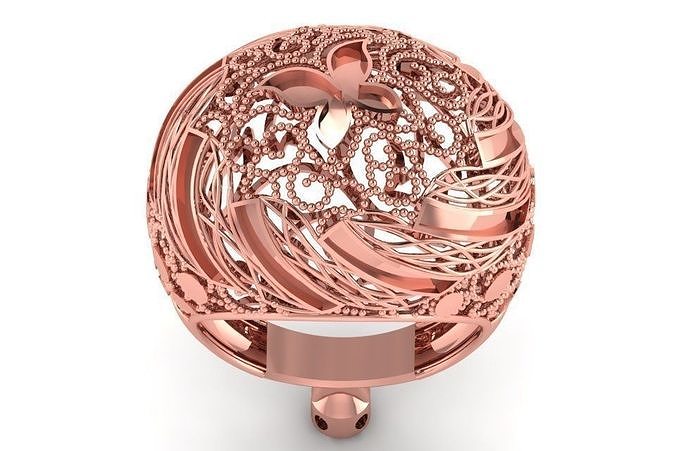 Long Filigree Ring STL OBJ FBX Renders Details 3D model 3D printable ...